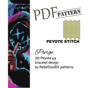 Purge Pattern, Neon, Mask Peyote Bracelet, Goth Peyote, Halloween ...