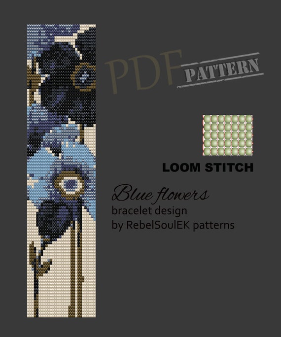Blue flower loom pattern flower loom instant download loom - Etsy France