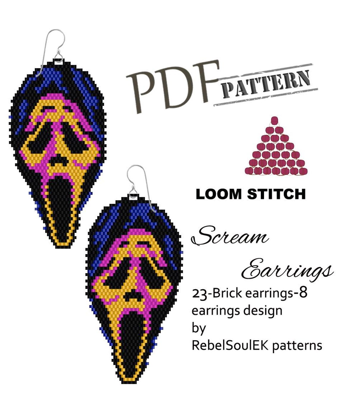 Horror Mask Brick Stitch Earring Pattern: Halloween Movie (PDF Pattern ...