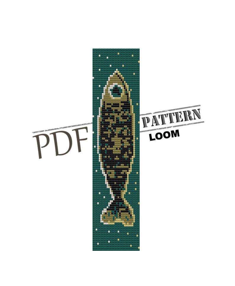 Lucky fish pattern instant download under water beaded cuff | Etsy