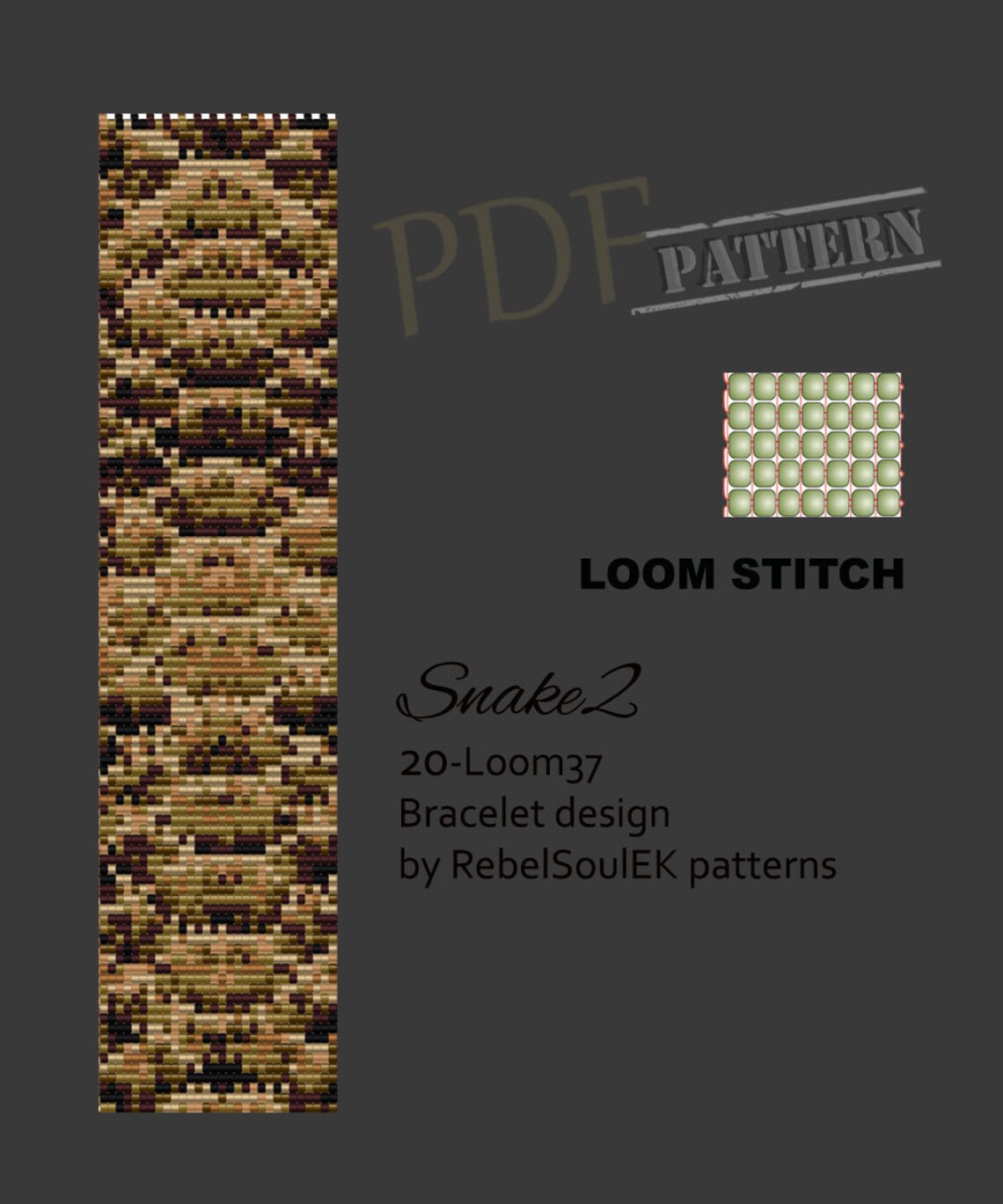 Snake 2 Skin Pattern Pdf Pattern Bracelet Pattern Loom - Etsy