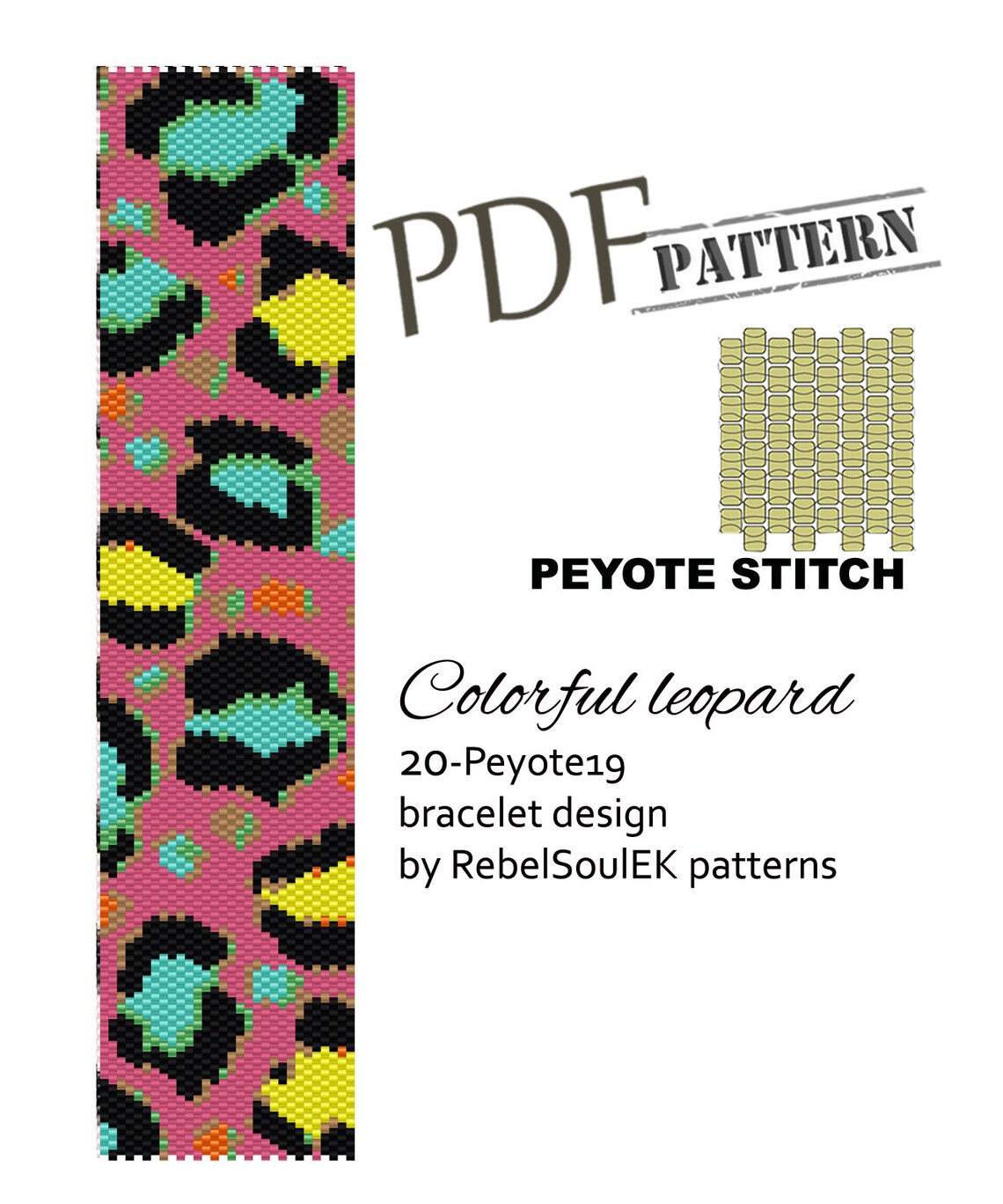 Leopard Pattern, Jungle Cat, Leopard Peyote Pattern, Peyote Pattern ...