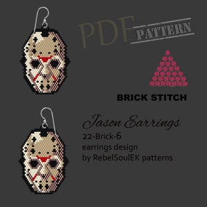 Halloween Brick Stitch, Instant Download, Jason Pattern, Earrings ...