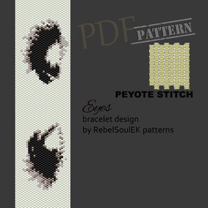 Eyes Bead Peyote, Black and White Eyes Bracelet Peyote, Peyote Pattern ...