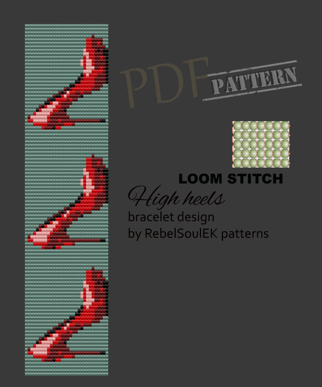 High Heels, Pretty Woman Loom, Red Loom Cuff, Bead Loom Pattern, Loom ...