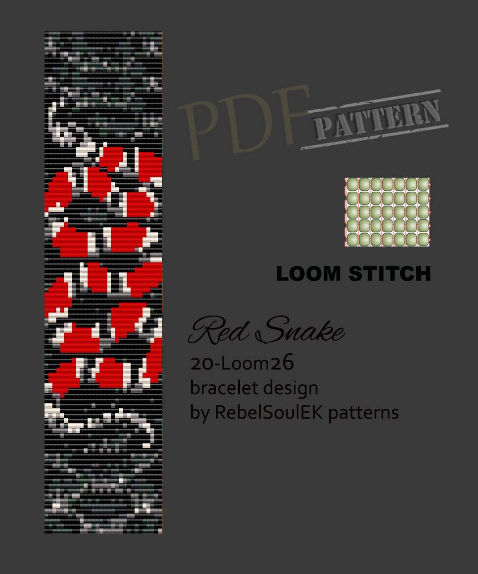 Snake Pattern Pdf Pattern Bracelet Pattern Single Loom - Etsy