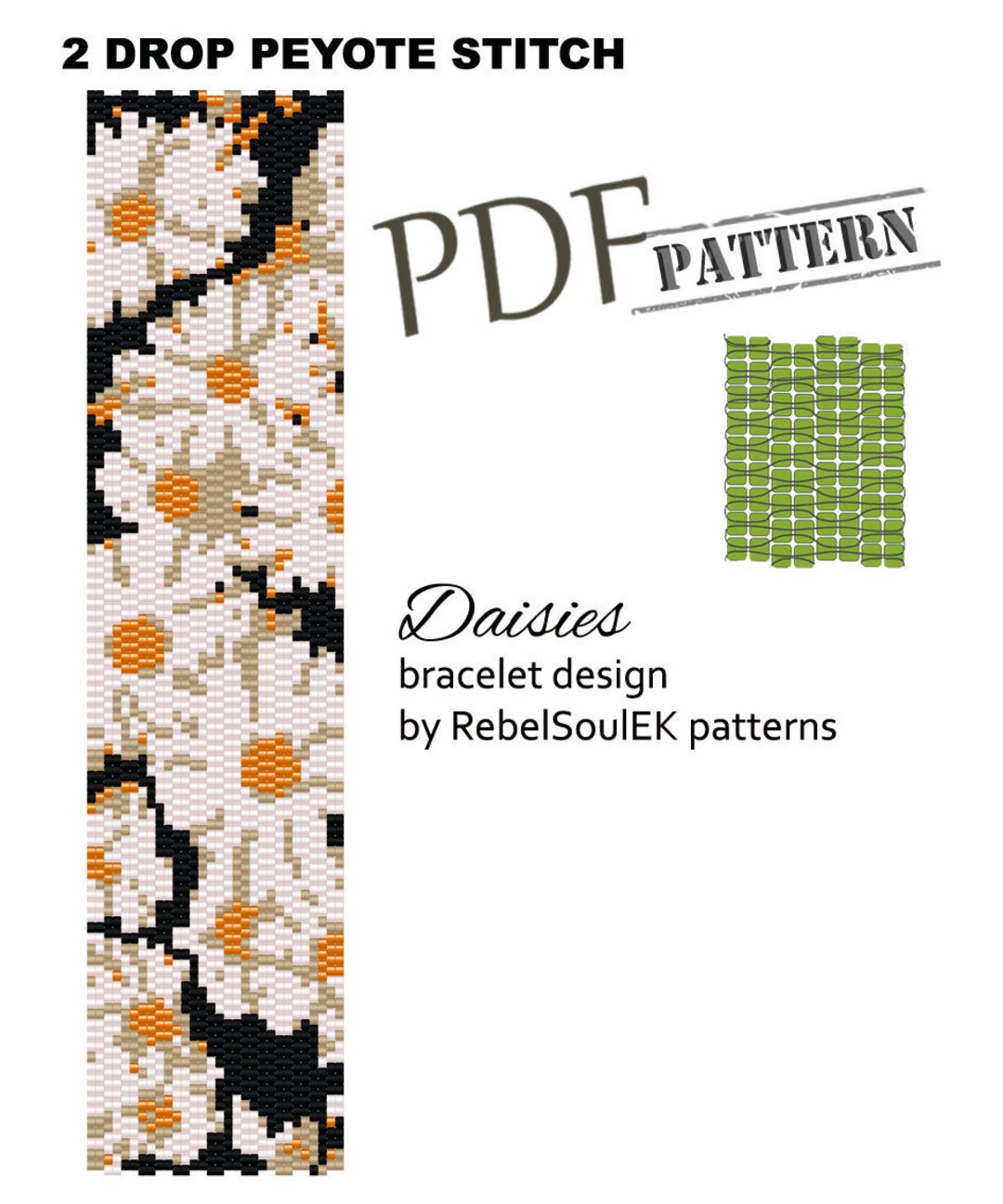 Daisy Peyote, Daisy Pattern, Instant Download, Flower Peyote, Meadow ...