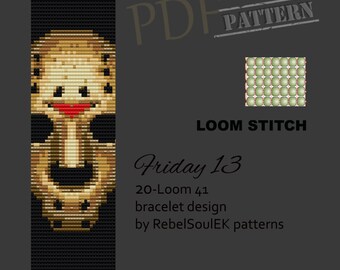 Friday 13 Pattern Jason Voorhees Mask Peyote Bracelet Goth | Etsy