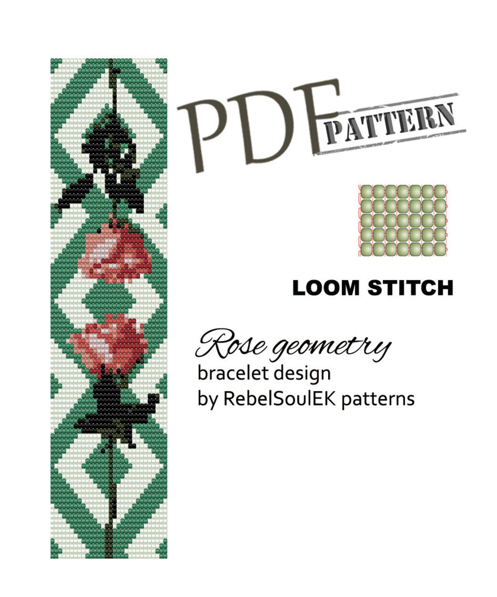 Pink Roses Bead Loom Pattern Loom Beading Bookmark - Etsy