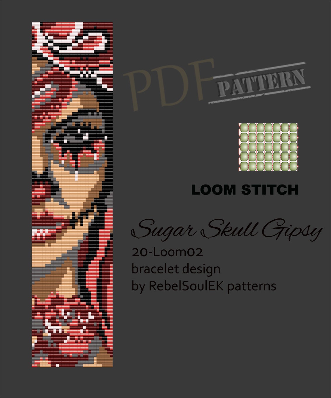 Gipsy Beadwork Pattern Sugar Skull Loom Instant Download | Etsy