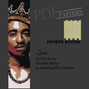 Tupac Shakur Bead Peyote Pattern, Peyote Beading, 2PAC Pattern, Famous ...