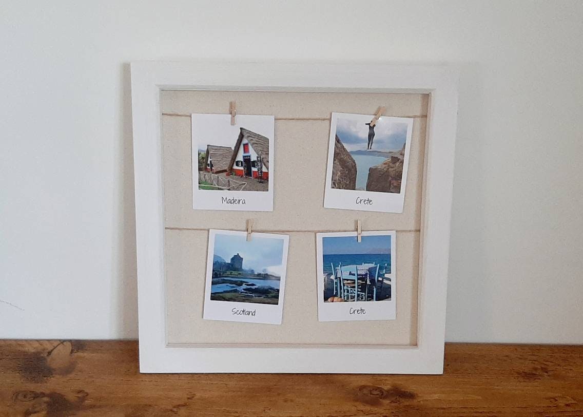 White Wooden Peg Photo Frame, Polaroid Display (30x30cm) - Etsy Australia