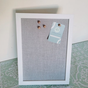 Light Grey Fabric Pinboard: White Frame Cork Board, Wooden Pins - Etsy UK