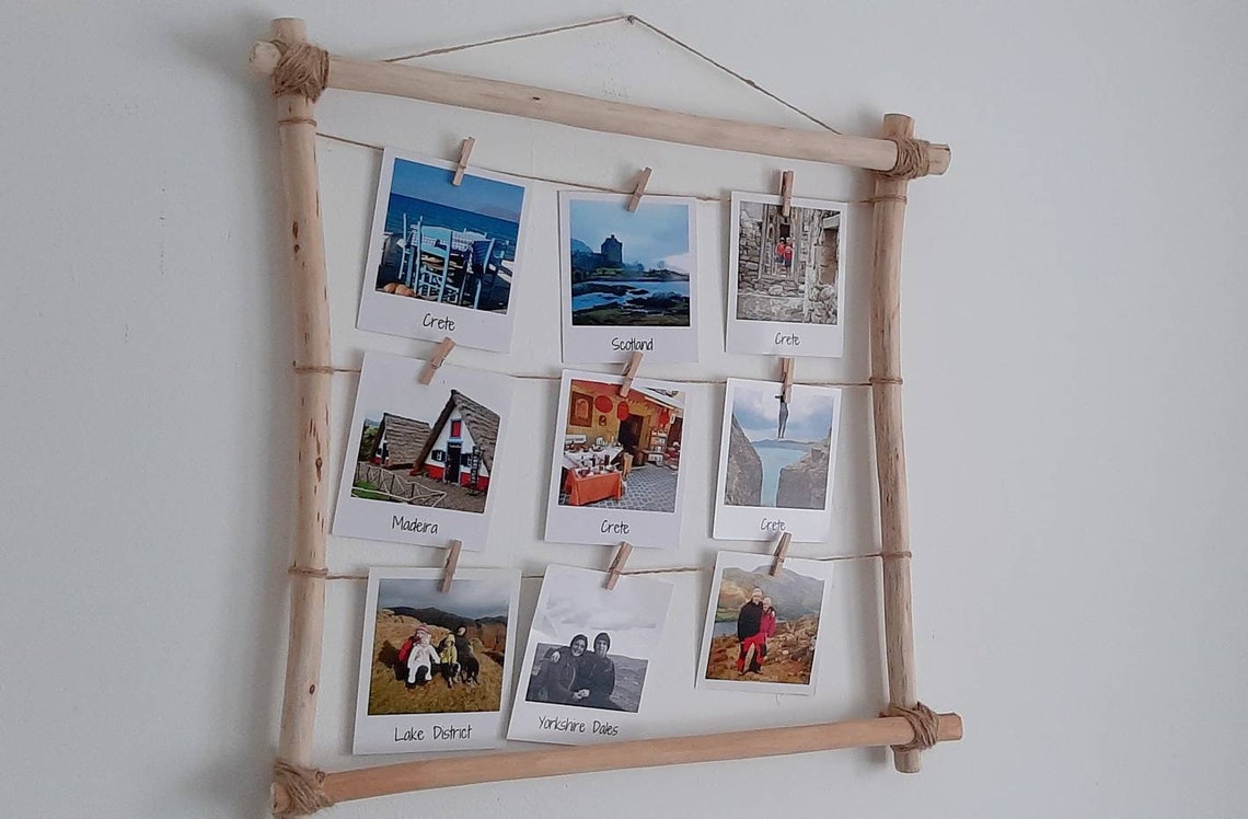 Driftwood Photo Frame Farmhouse Peg and String Photo Display | Etsy UK