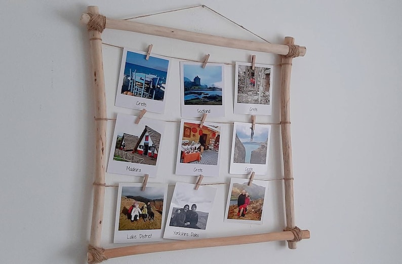 Driftwood Photo Frame Farmhouse Peg and String Photo Display | Etsy UK