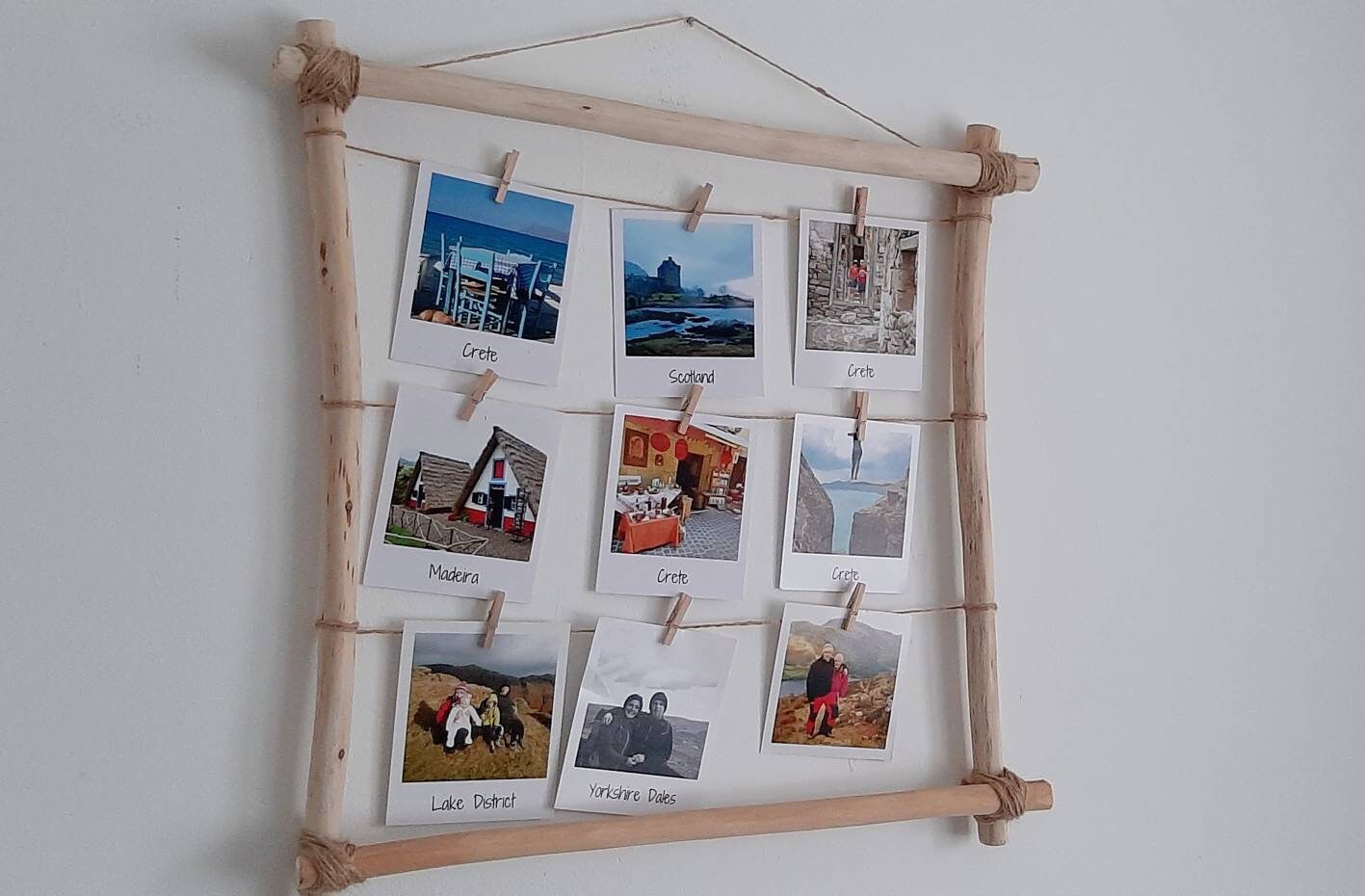 Driftwood Photo Frame Farmhouse Peg and String Photo Display | Etsy UK