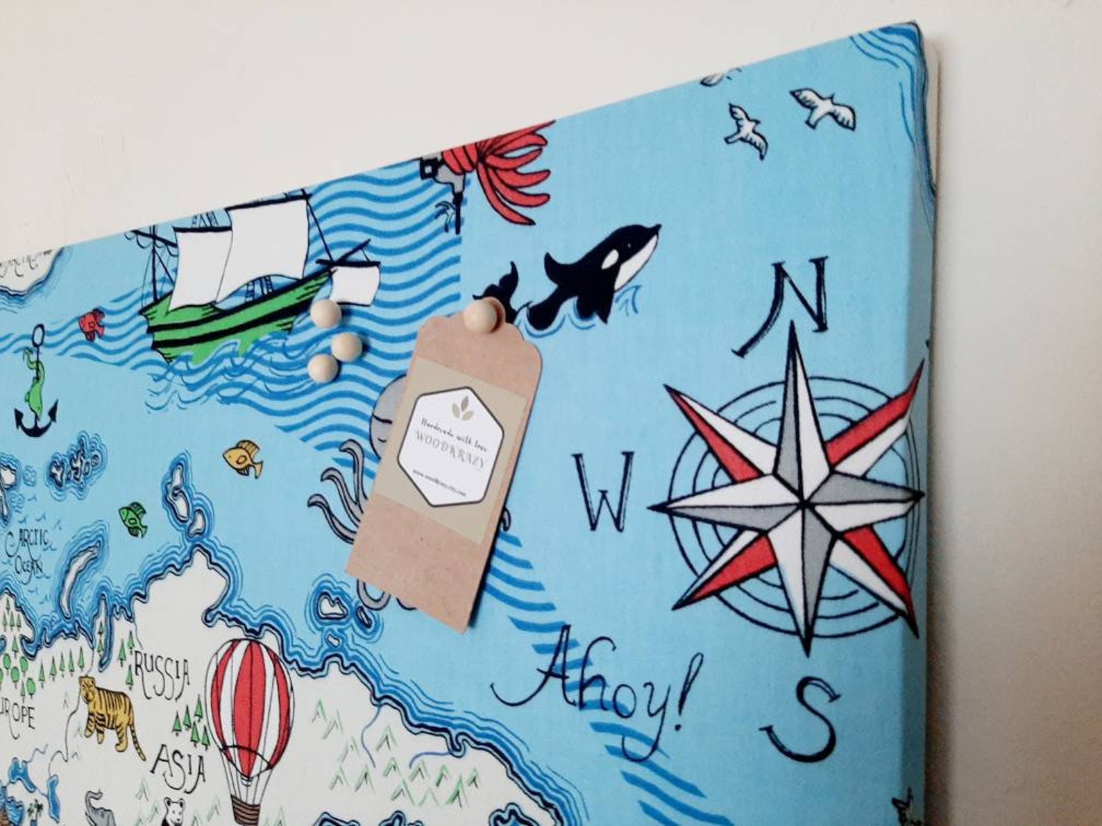 Children's World Map Animals Pin Board, Kids' Bedroom Pirate Treasure ...