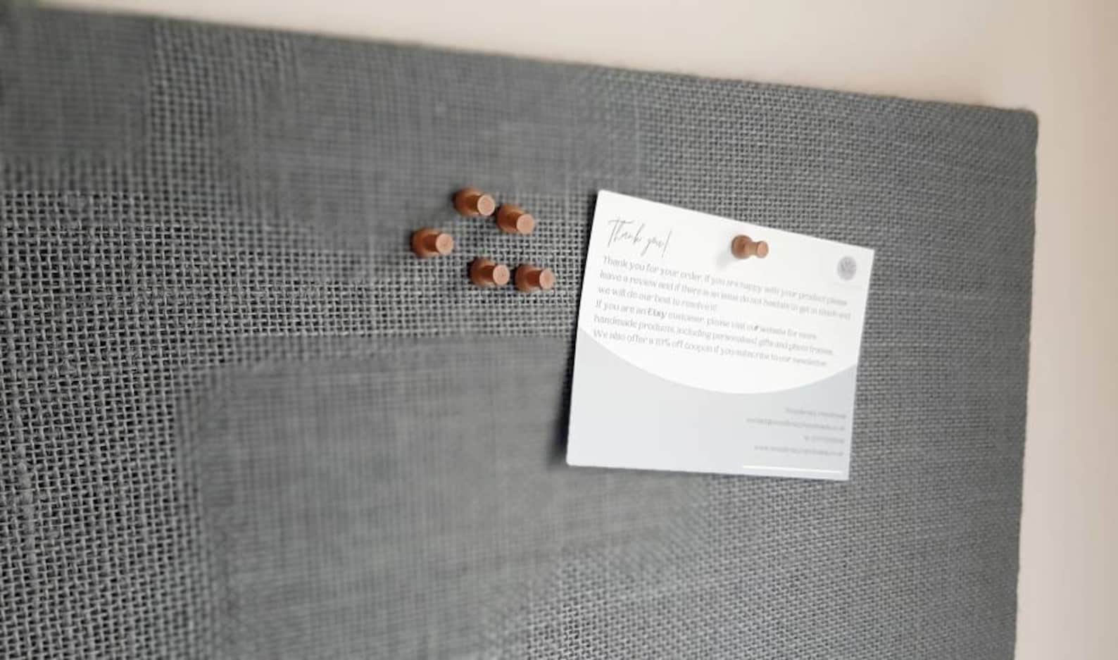 Large Grey Hessian Notice Board / Rustic Cork Board / Fabric Pinboard ...