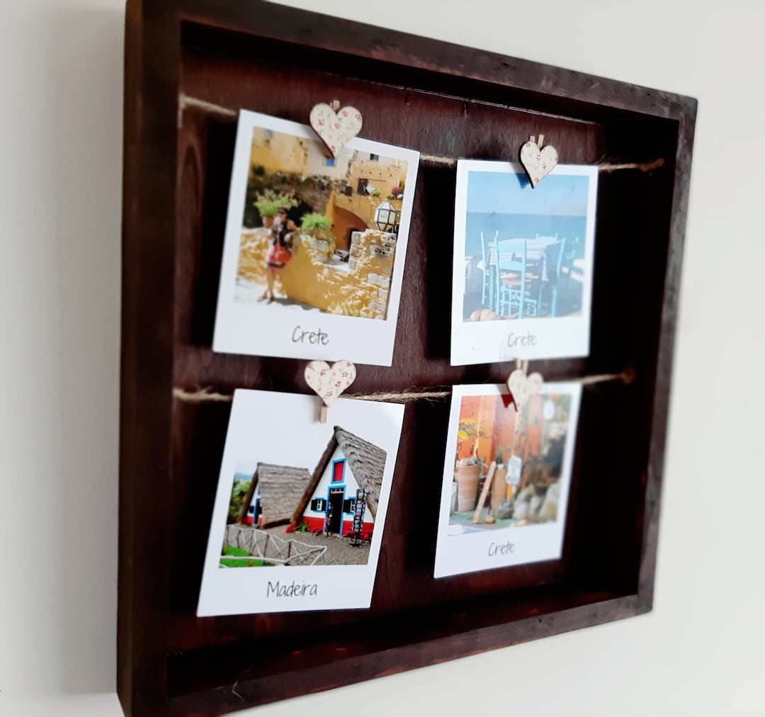 Rustic Wooden Polaroid Photo Frame, Peg Photo Frame, Valentine's Gift ...
