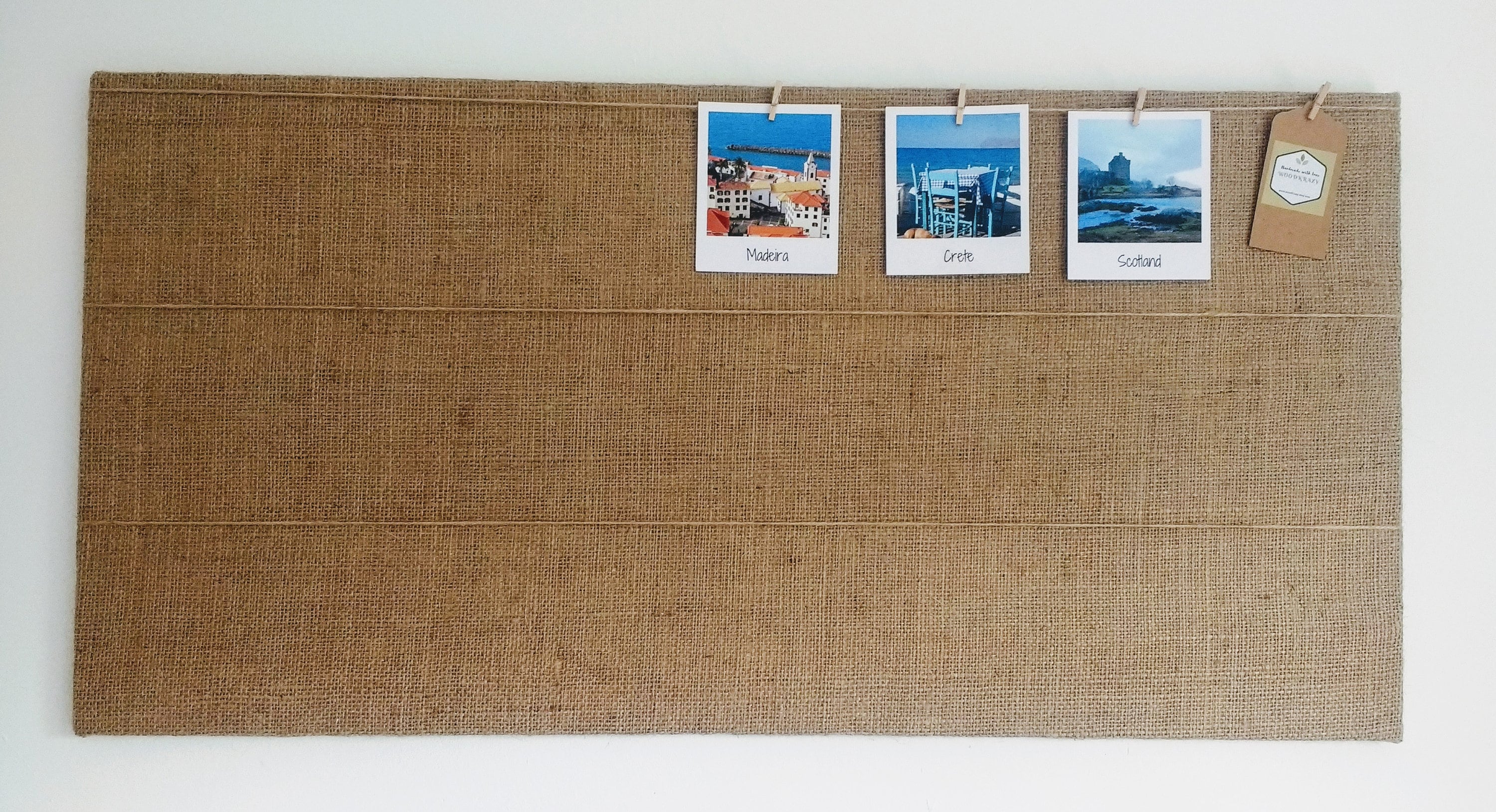 Polaroid Photo Display Peg Board, Bulletin Notice Hessian Burlap Board ...