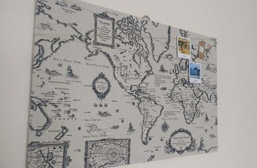 Large CORK World MAP Notice Bulletin Board, Map of America, Vision ...