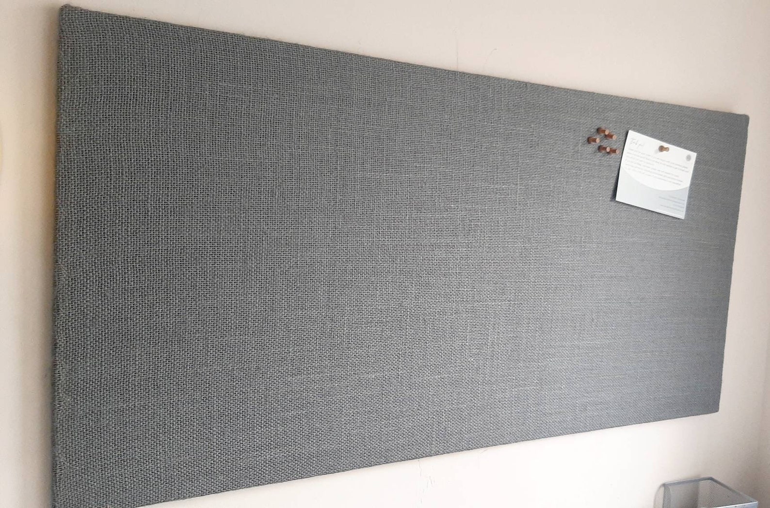 Large Grey Hessian Notice Board / Rustic Cork Board / Fabric Pinboard ...