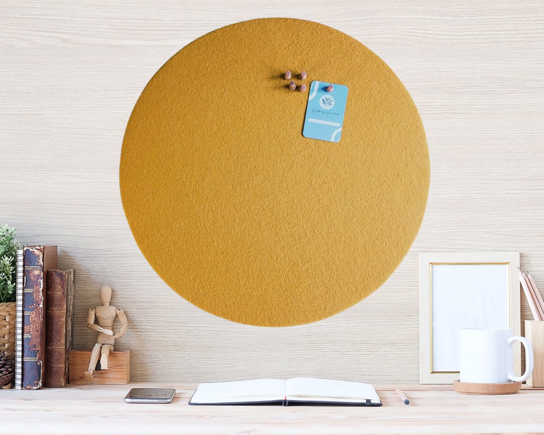 Round Pinboard for Wall, Felt Notice Board, Fabric Notice Board ...