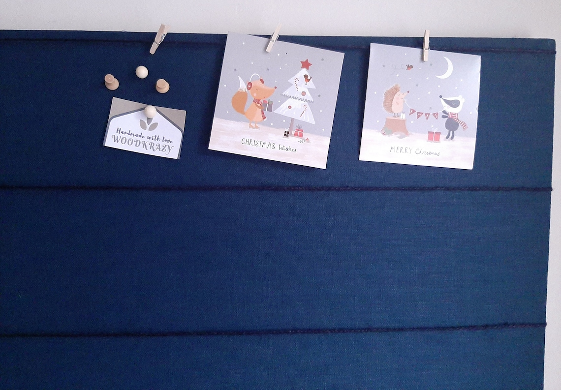 Peg & String Navy Fabric Pin Board / Polaroid Display / Fabric | Etsy