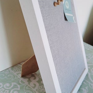 Light Grey Fabric Pinboard: White Frame Cork Board, Wooden Pins - Etsy UK