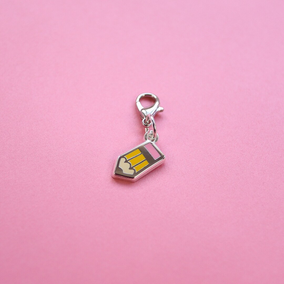 Silver Pencil Bullet Journal Charm - Hard Enamel Planner Charm - Etsy