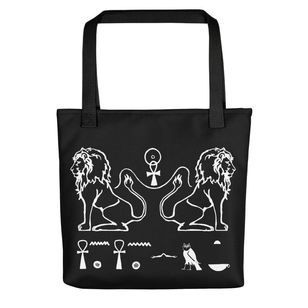 Egyptian Tote Lion Tote Hieroglyphs Tote Lions Ankh Tote | Etsy
