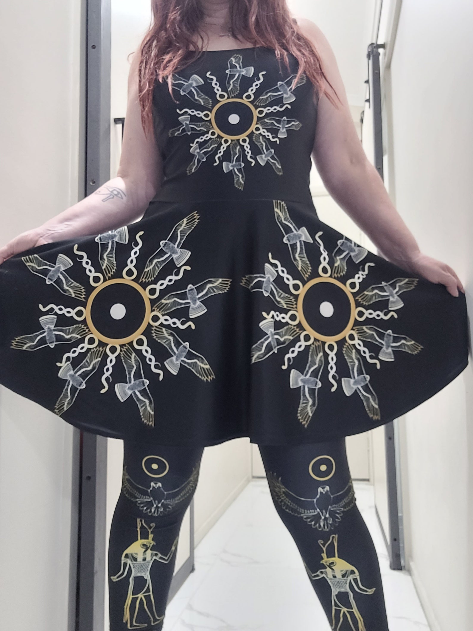 Egyptian Dress, Horus Dress, Falcon Sun Dress, Falcon and Serpent, Ra ...