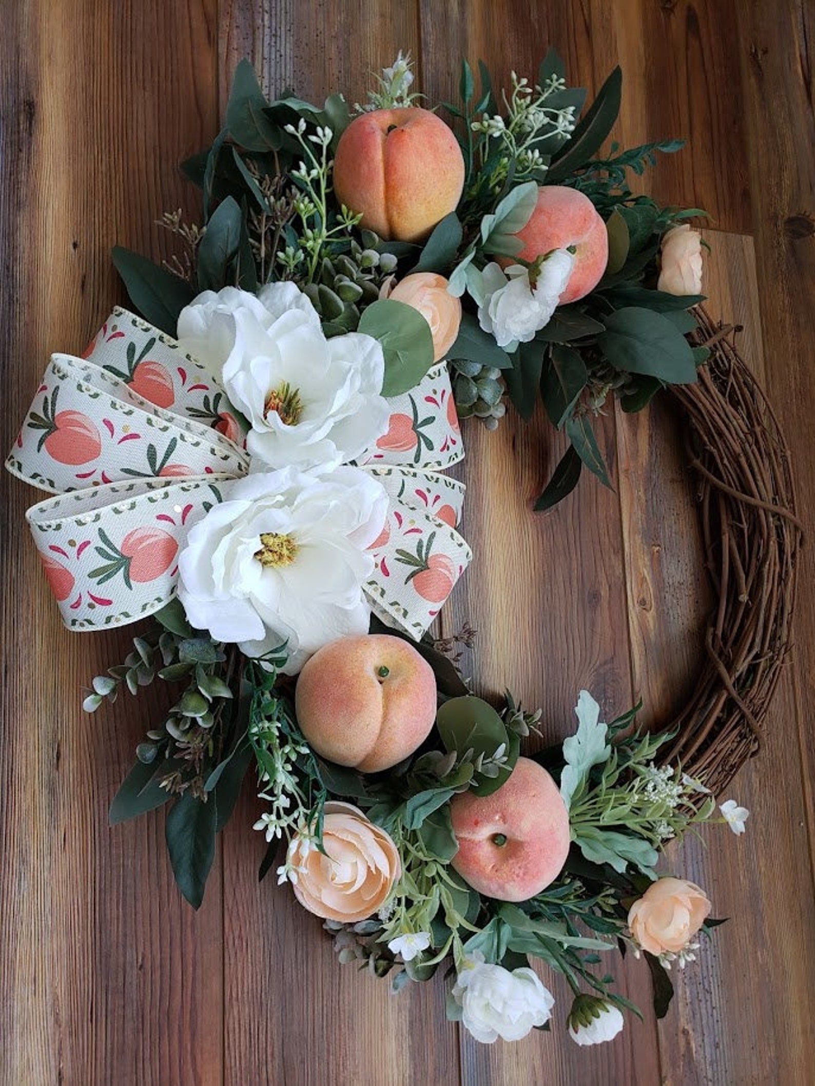 Peach Wreath, Magnolia Wreath, Southern Charm Wreath, Fruit Wreath ...