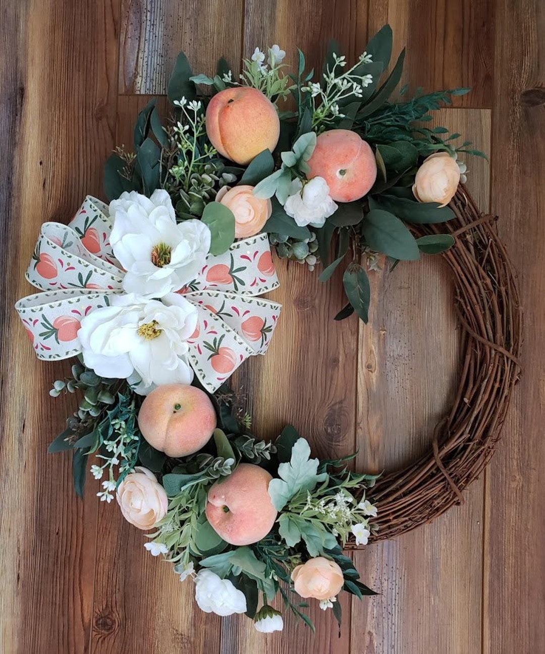 Peach Wreath, Magnolia Wreath, Southern Charm Wreath, Fruit Wreath ...