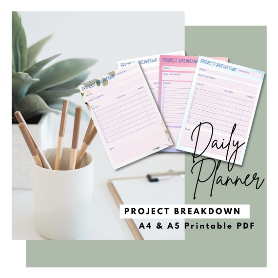 Daily Planner Project Breakdown Downloadable PDF - Etsy