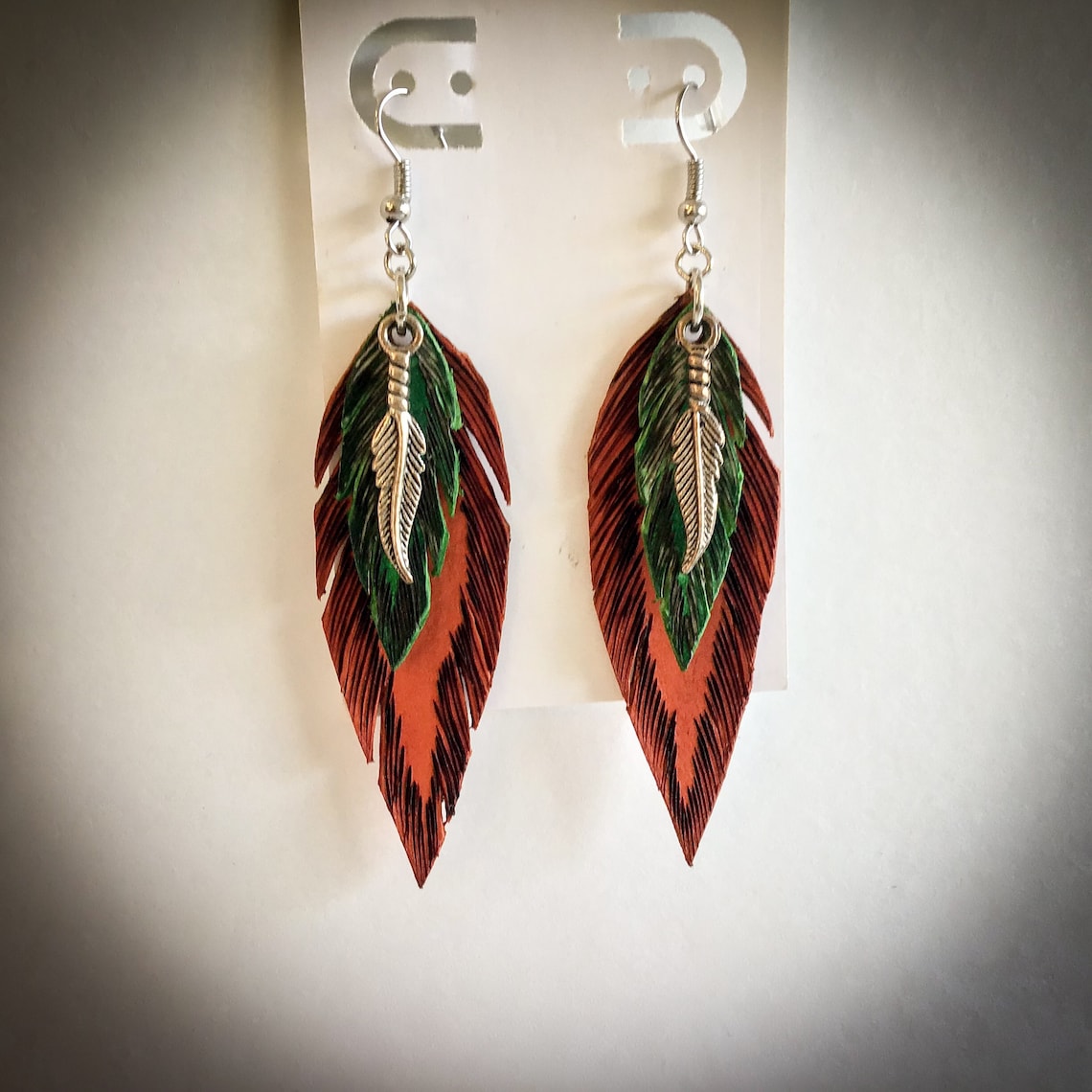 Leather Feather Earrings - Etsy