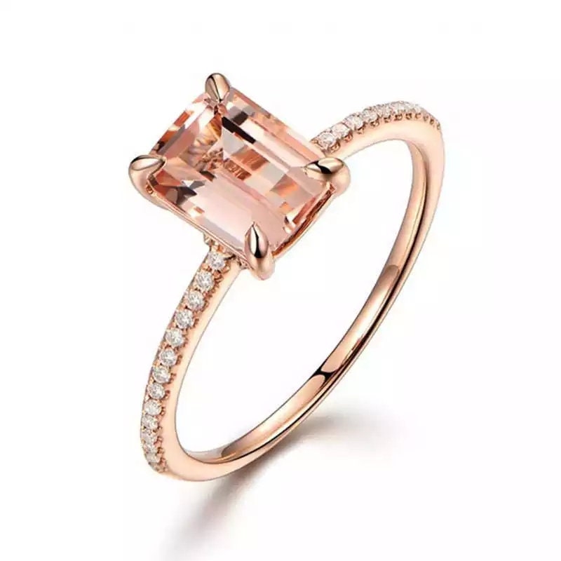Unique Morganite Ring 925 Sterling Silver Ring Elegant | Etsy