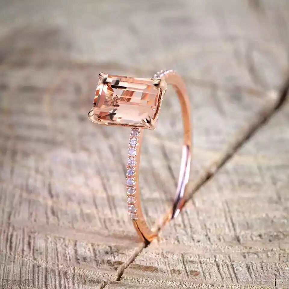 Unique Morganite Ring 925 Sterling Silver Ring Elegant | Etsy