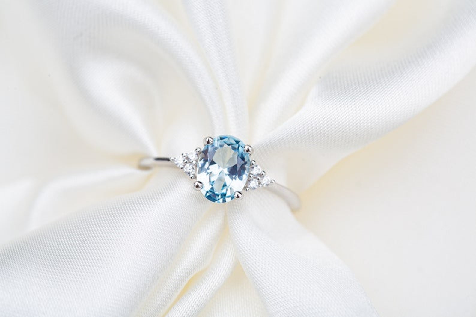 Ocean Blue Engagement Ring Oval Aquamarine Promise Ring | Etsy