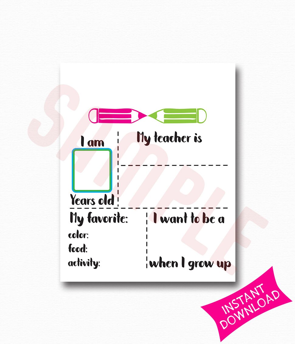 First Day of School Template Editable PDF | First Day of School Blank ...