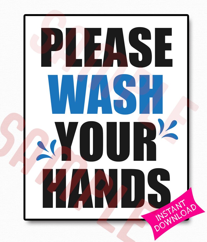 Please Wash Your Hands Sign Instant Download Printable Sign Bathroom ...