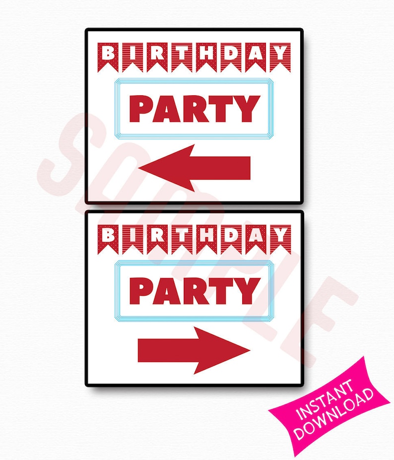 Birthday Party Direction Printable Sign Party Directional | Birthday ...