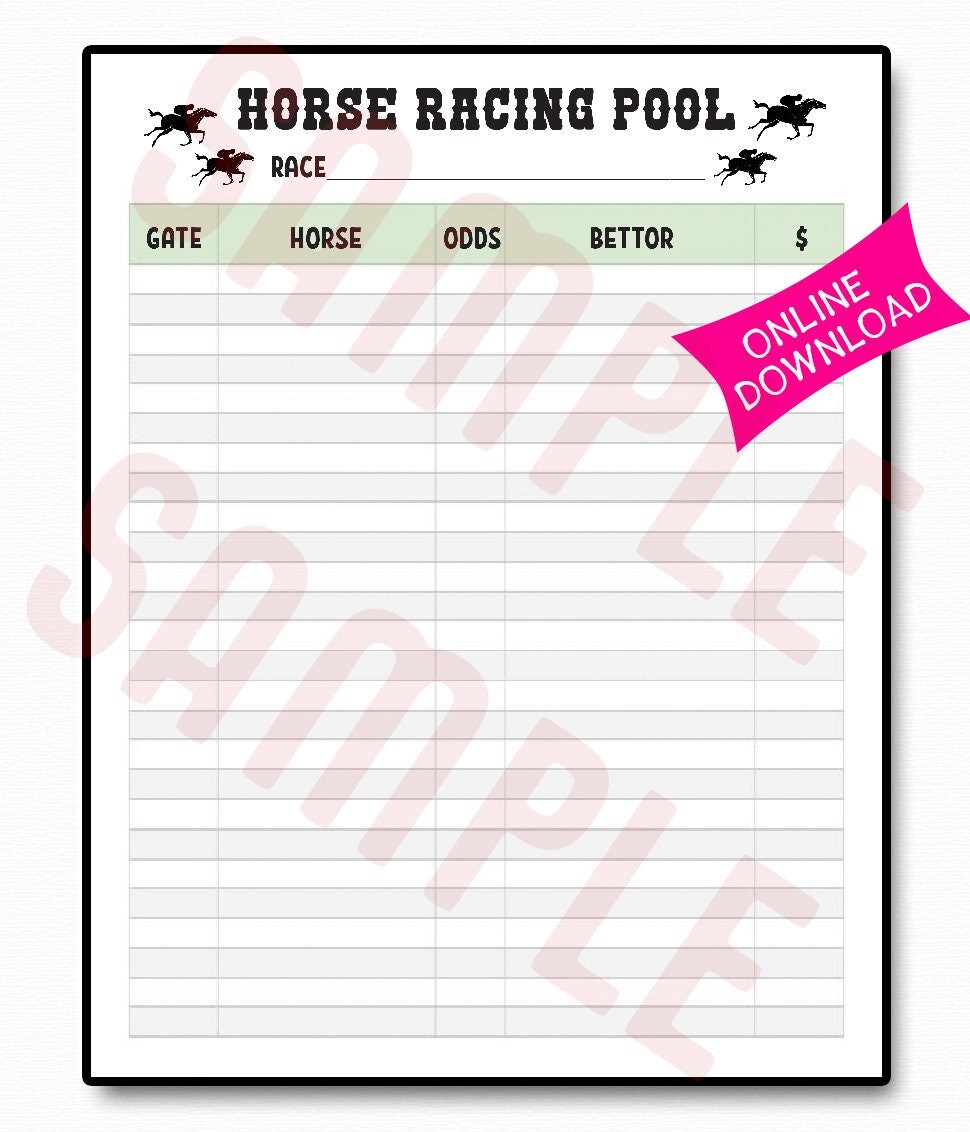 Horse Racing Pool Printable for Kentucky Derby | Belmont Stakes ...