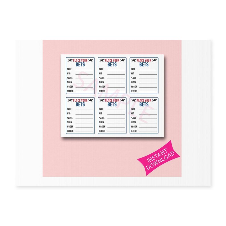 Set of 6 Horse Race Bet Card, Printable, Betting Slip, Place Your Bets ...