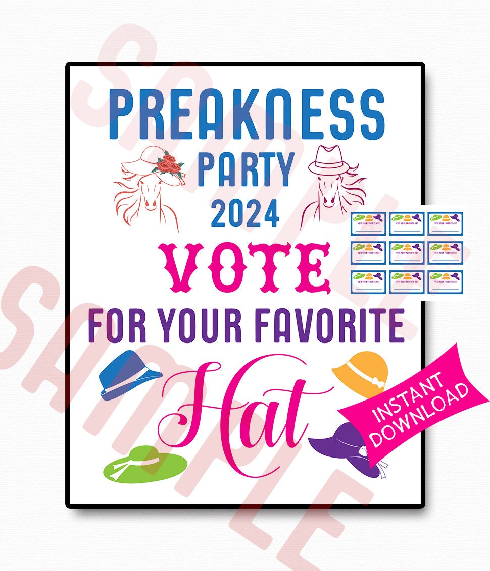 Preakness Party 2024, Hat Contest Sign, Party Sign Printable Vote Your ...