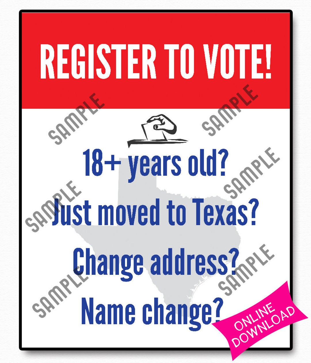 Custom Register to Vote! YOUR STATE Register Sign Voter Questionnaire ...