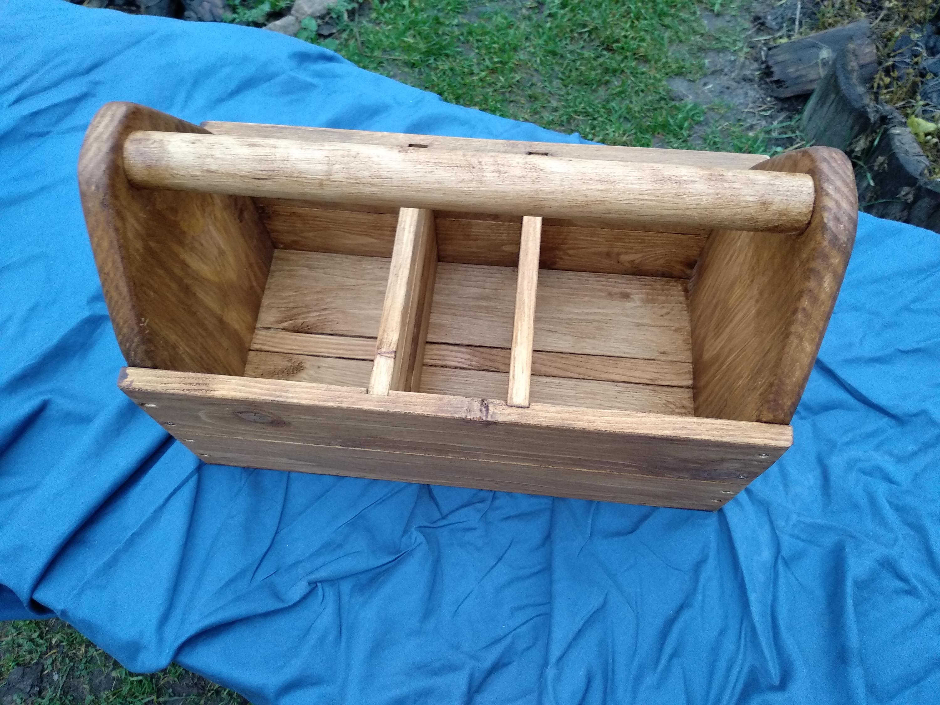 Wooden Organizer Caddy | Oak Finish Kitchen Storage Box | Rustic ...