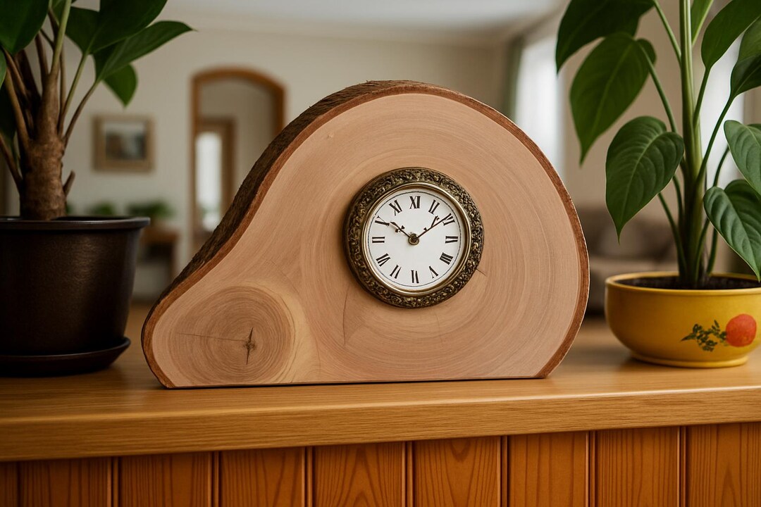 Live Edge Birch Mantel Clock • Rustic Farmhouse Wood Decor • Handmade ...