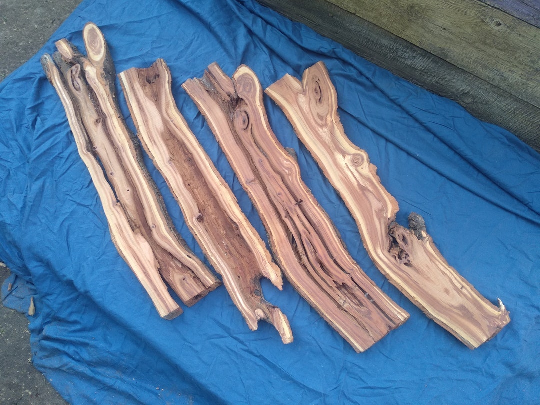 4 Pcs Plum Wood Planks, Live Edge Rustic Boards, Live Edge Wood Slab ...