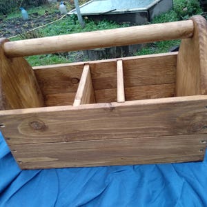 Wooden Organizer Caddy | Oak Finish Kitchen Storage Box | Rustic ...